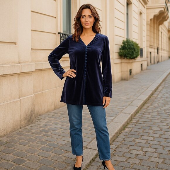 Nina Piccalino | Tops | Vintage Nina Piccalino Tunic Top Womens 4 Navy ...